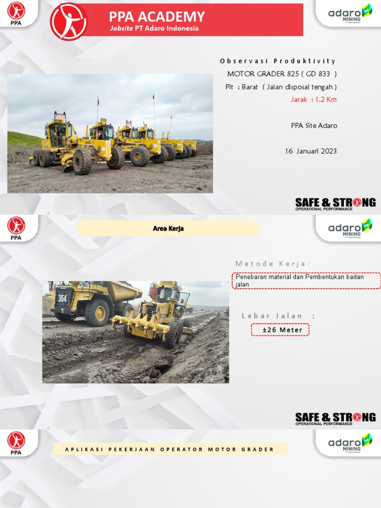 Observasi Productivity Motor Grader 825 16-0-23. | PDF | Teknologi ...