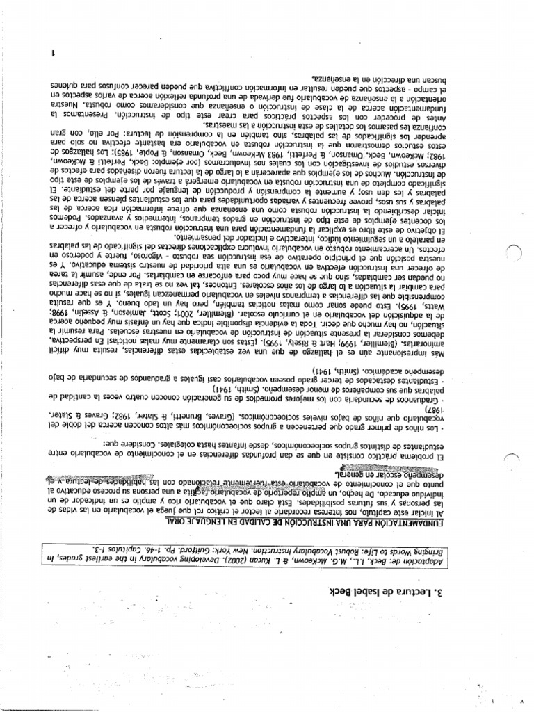 Isabel Beck. Desarrollo Del Vocabulario 1 | PDF