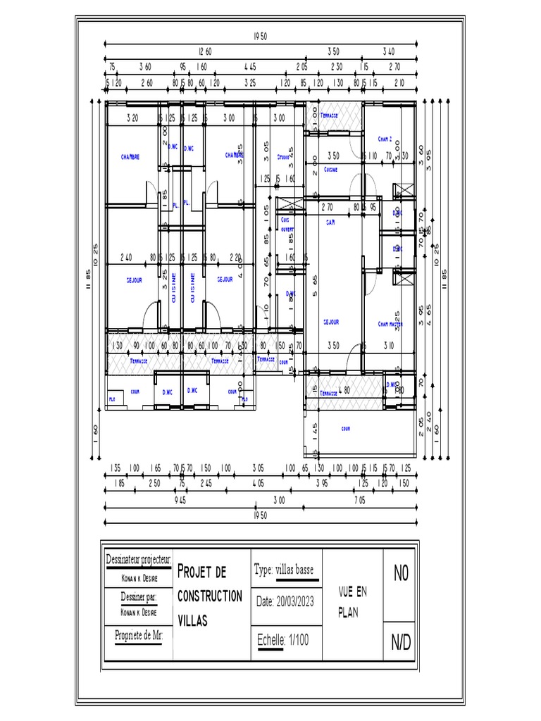 Plan de villa basse avec cotation | PDF