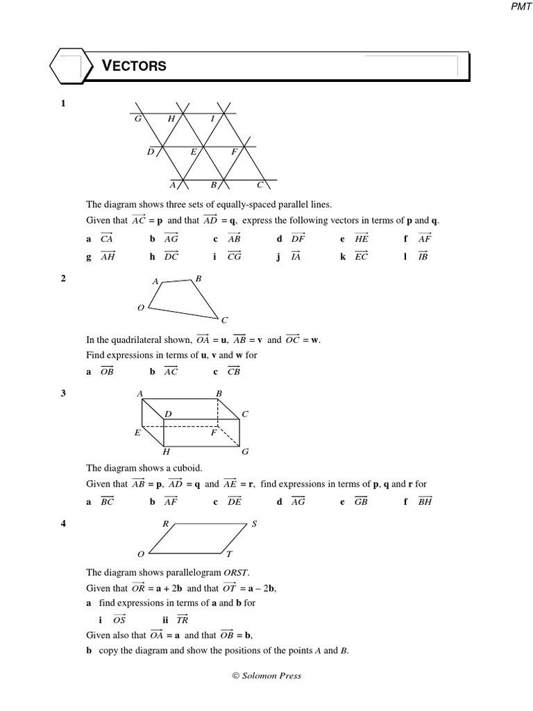 Expressing vectors in terms of p, q, r, u, v, m and n | PDF ...