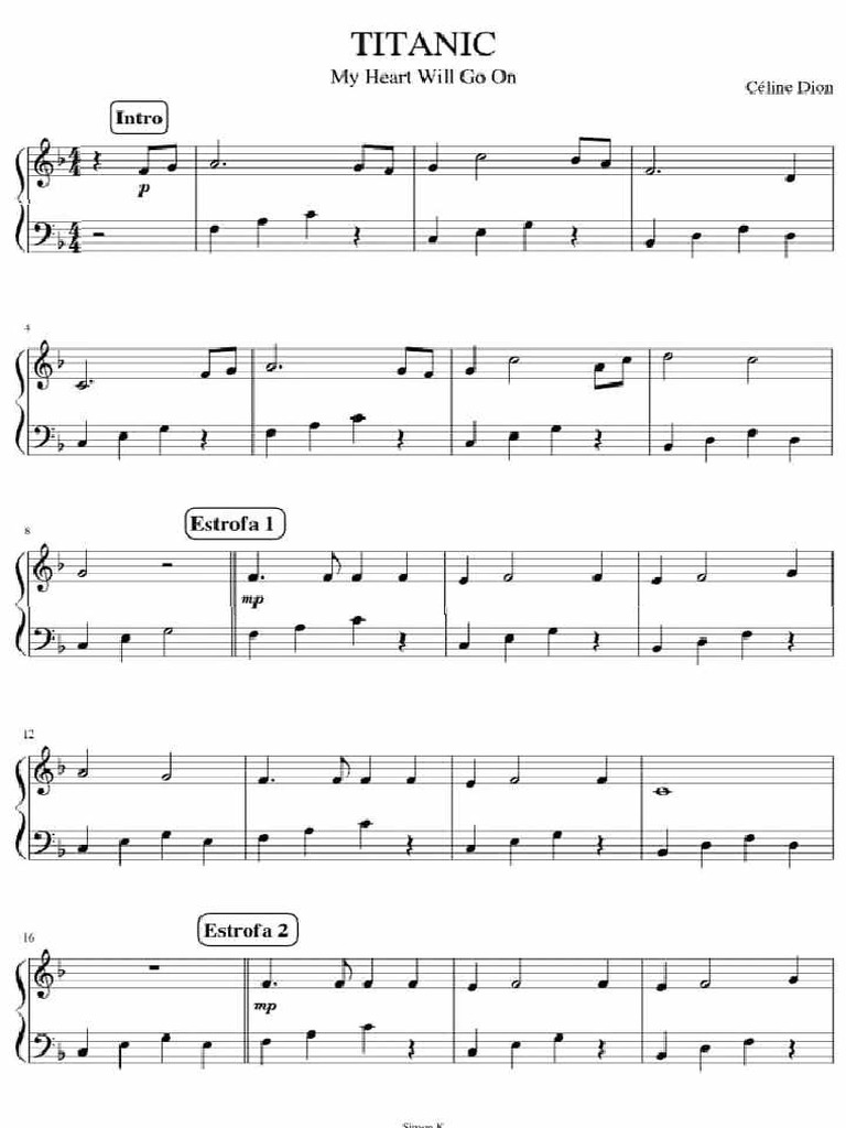 Partitura Titanic Simplificada | PDF