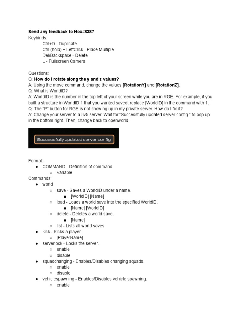 RGE Commands and Keybinds | PDF | Coordinate System | Rotation