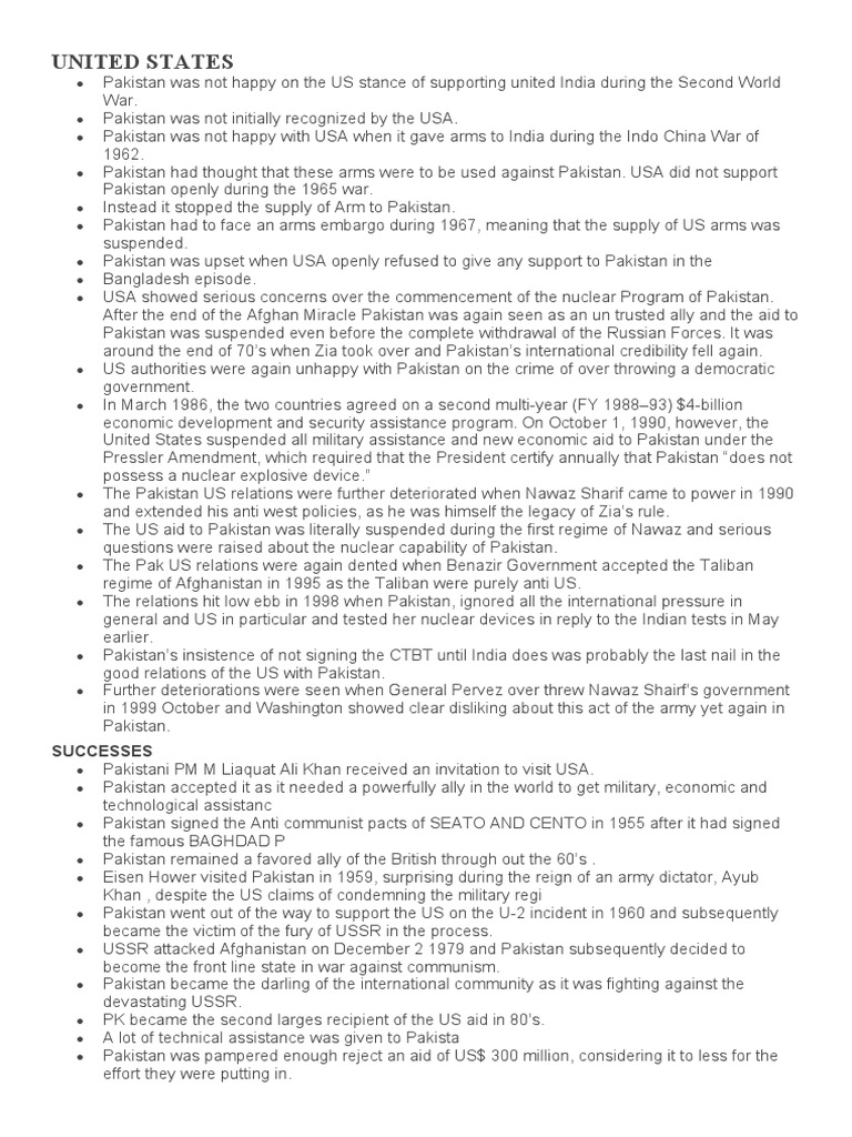 Pakistan's Complex US Relations History | PDF | Pakistan | Afghanistan