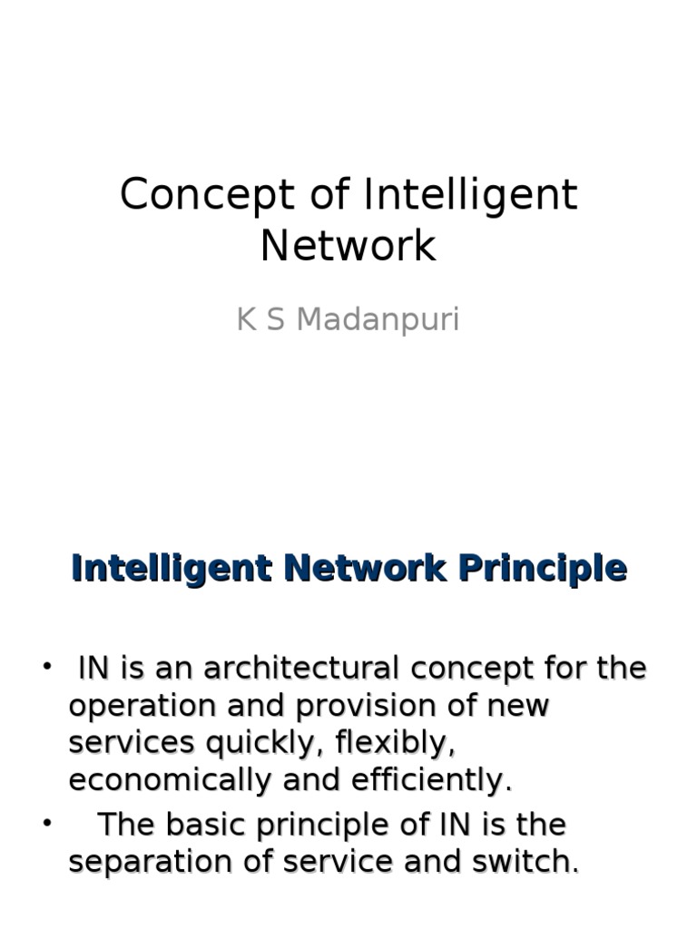 Concept of Intelligent Network: K S Madanpuri | PDF | Telephone ...