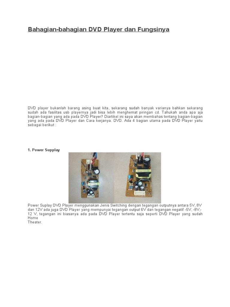 Bagian dan Fungsi DVD Player | PDF