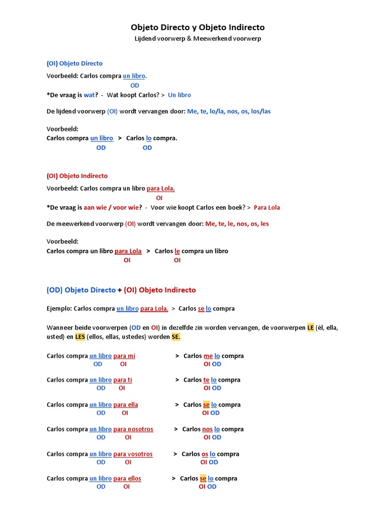 Uso de Objetos Directos e Indirectos | PDF | Objeto (gramática)