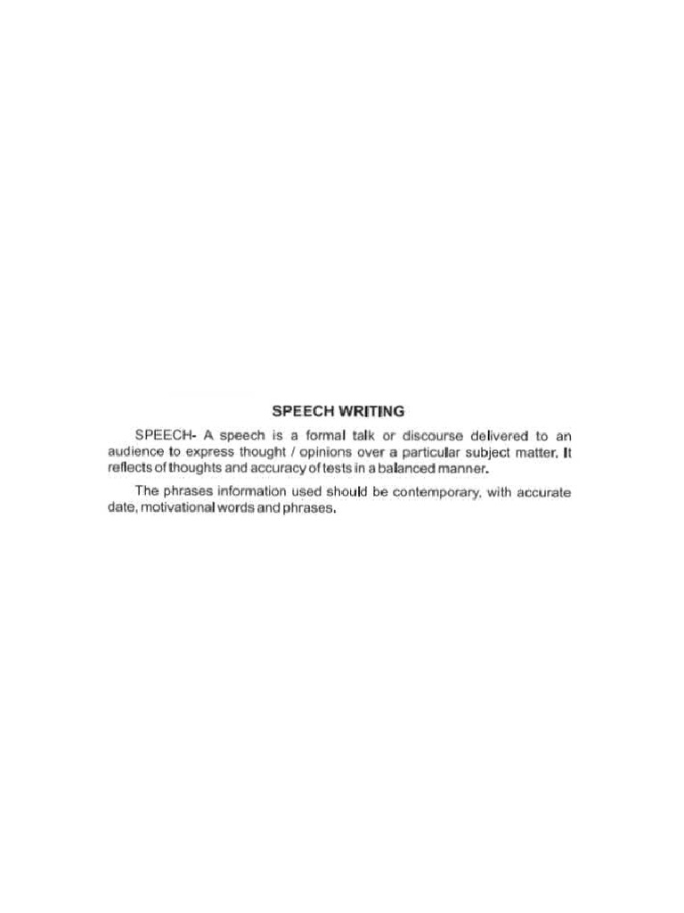 Class 11 - Speech Writing | PDF