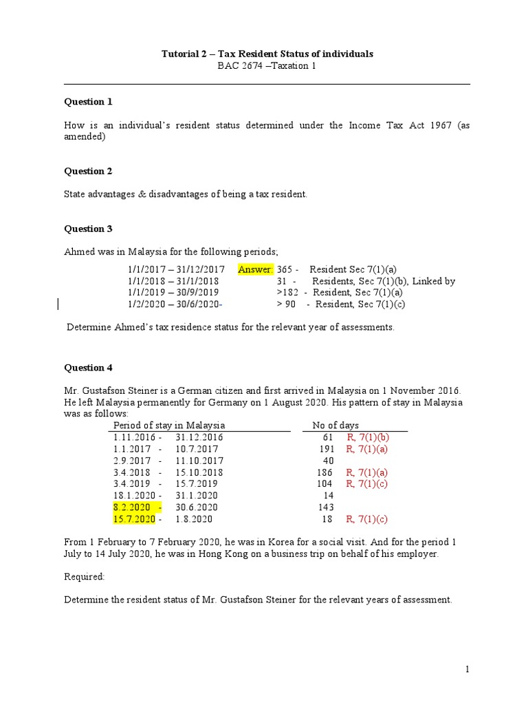 Tax Resident Status Guide Malaysia | PDF | Public Finance | Government