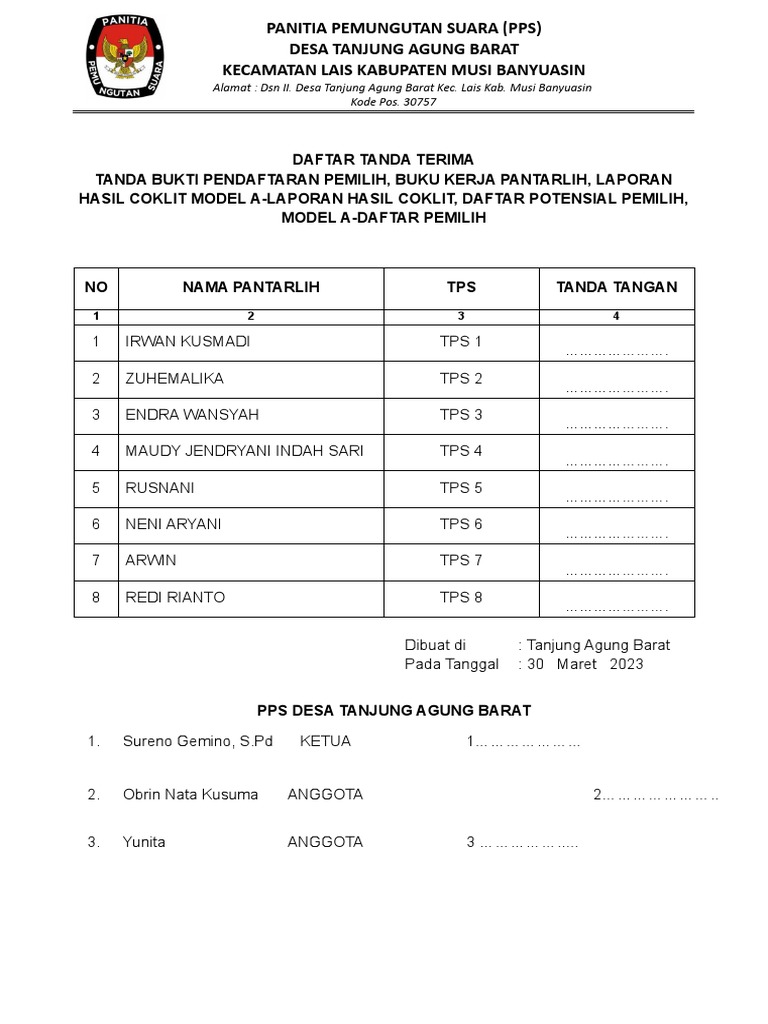 Daftar Tanda Terima | PDF