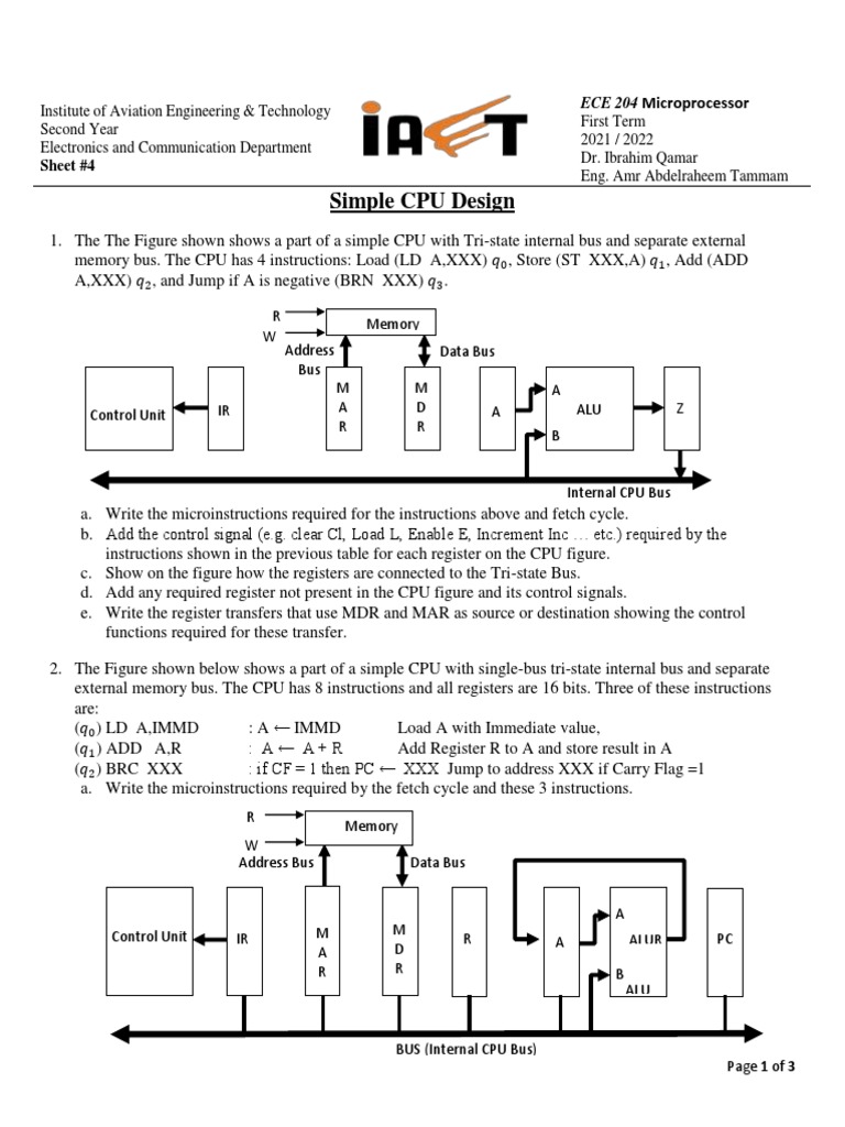 Sheet 4-1 | Download Free PDF | Central Processing Unit | Integrated Circuit