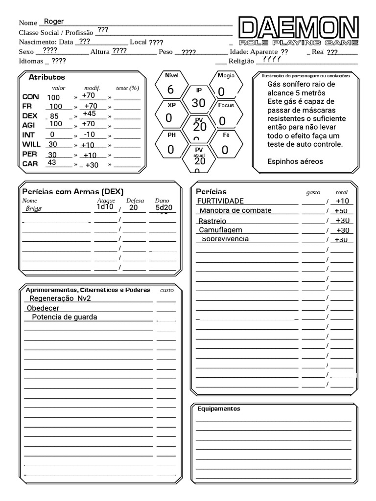 Ficha Genérica Daemon | PDF