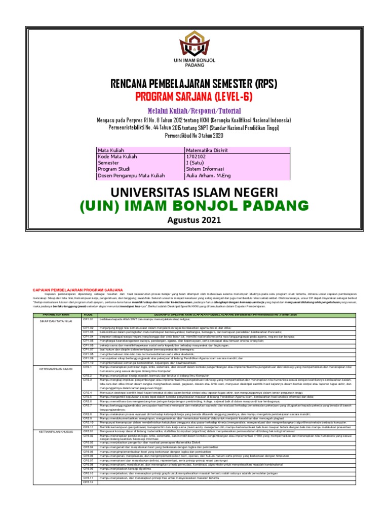 RPS Matematika Diskrit Sistem Informasi | PDF