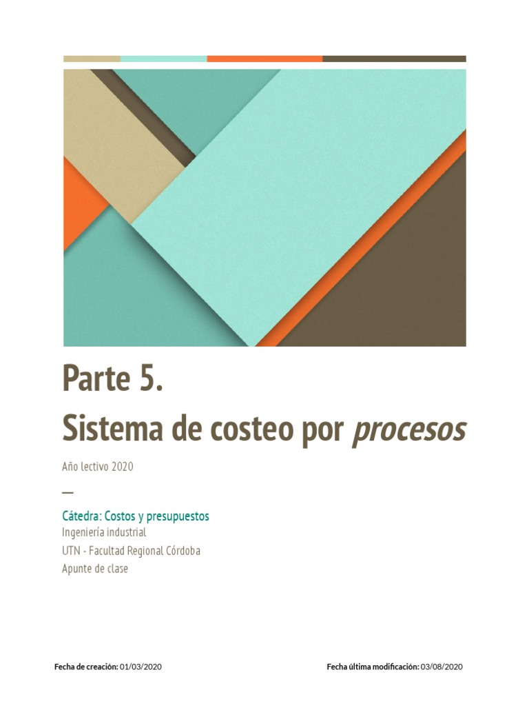 PARTE 5. Sistema de Costeo Por Procesos | PDF | Inventario | Costo