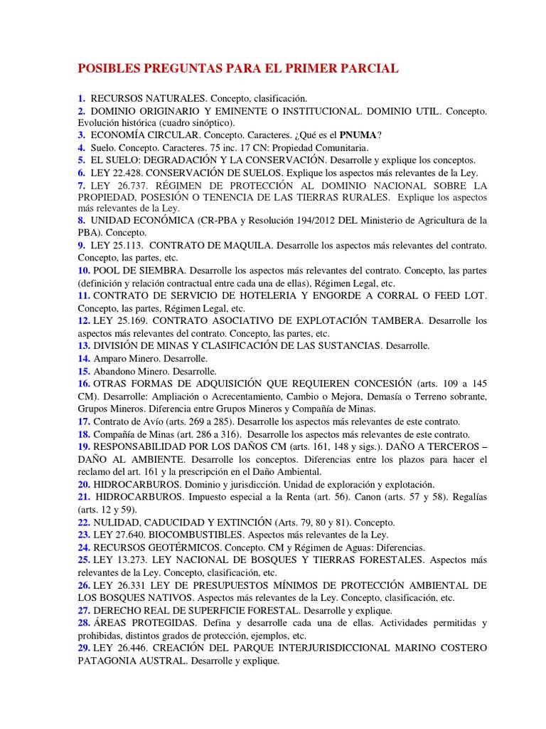 Posibles Preguntas para El Primer Parcial | PDF | Los bosques | Policía