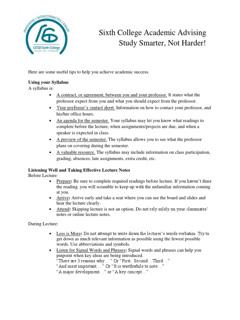 Study Smarter Not Harder | PDF | Lecture | Syllabus