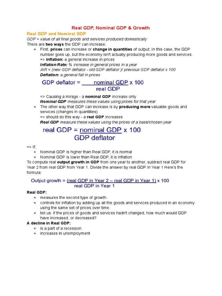 Real GDP, Nominal GDP and Growth | PDF | Gross Domestic Product | Real ...