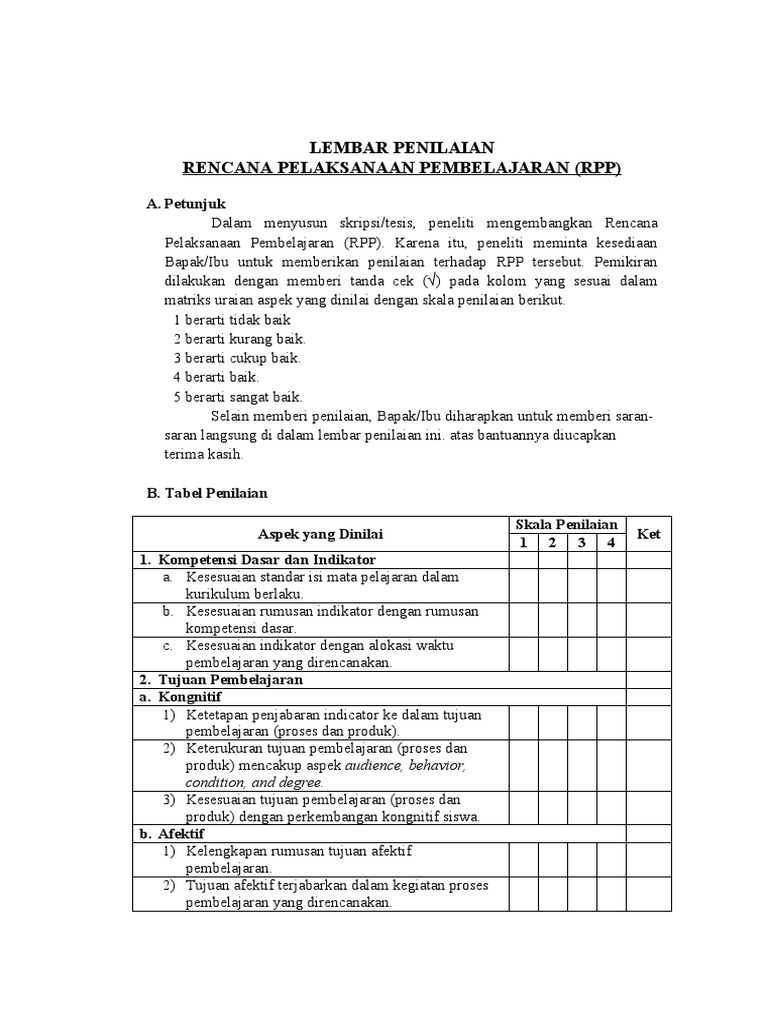 Lembar Validasi RPP | PDF