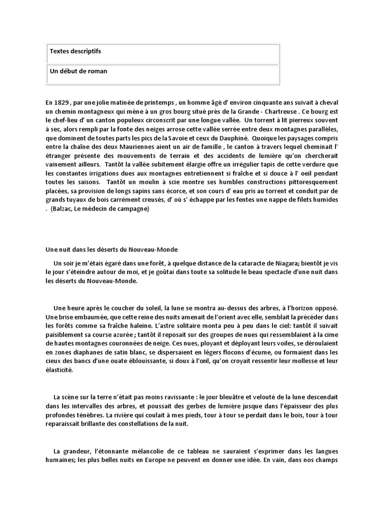 Exemples de textes descriptifs | PDF | Fiction générale