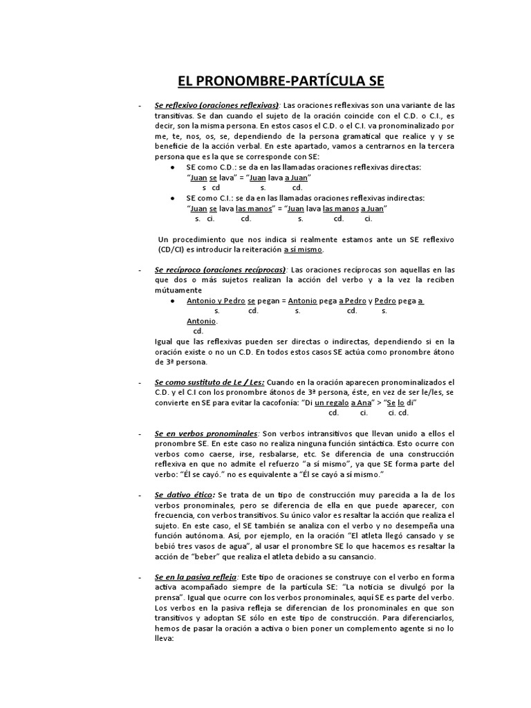 El Pronombre | PDF | Verbo | Pronombre