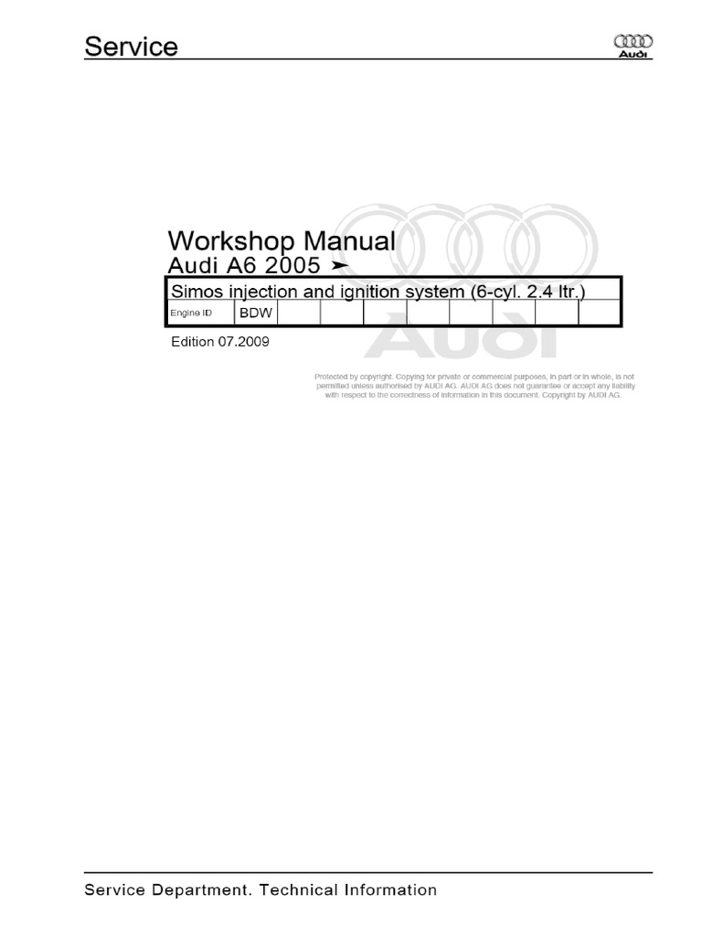 Audi A6 2005-2011 - Simos Injection and Ignition System (6-Cyl. 2.4 LTR.) BDW - PDF Download | PDF
