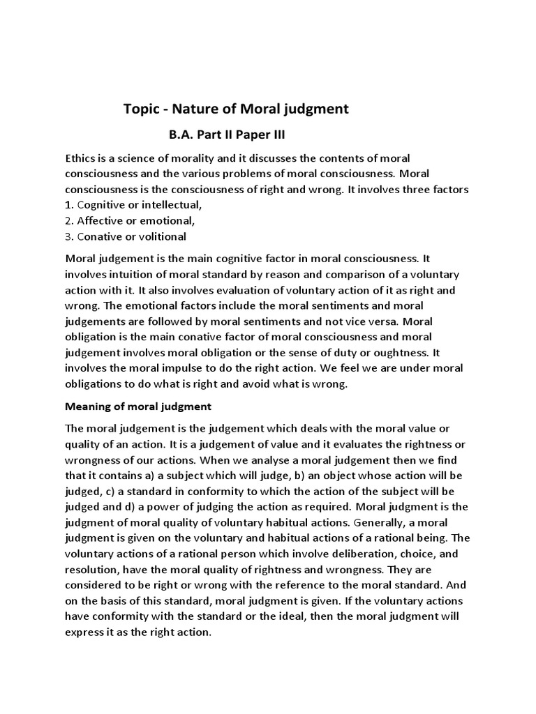 Nature of Moral Judgment 1 | PDF | Morality | Aesthetics