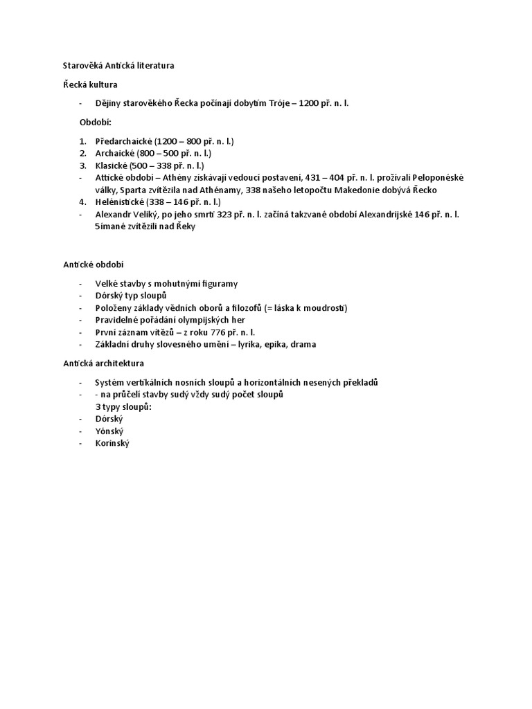 Starověká Antická Literatura | PDF