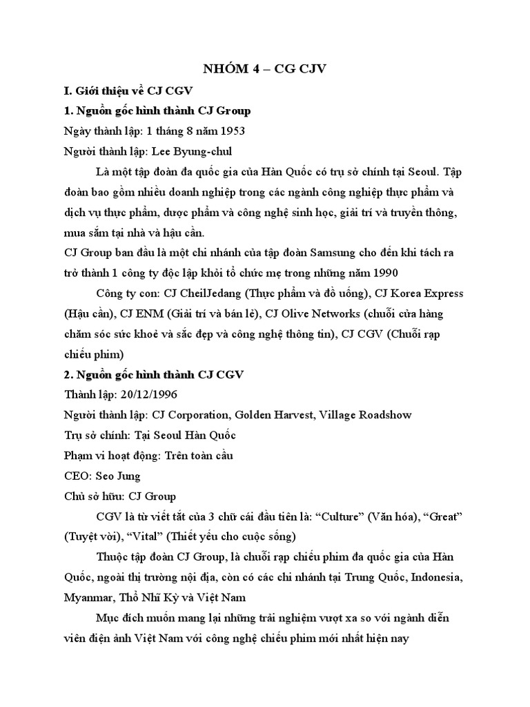 Nhóm 4 - CJ CGV | PDF