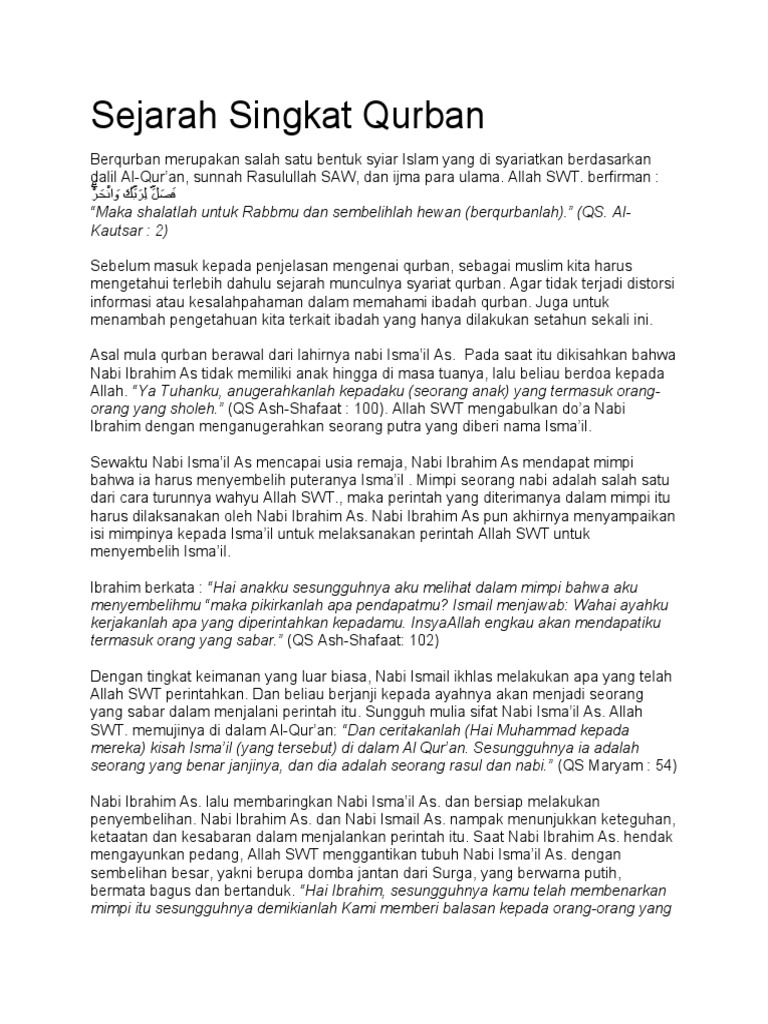 Sejarah Singkat Kurban | PDF