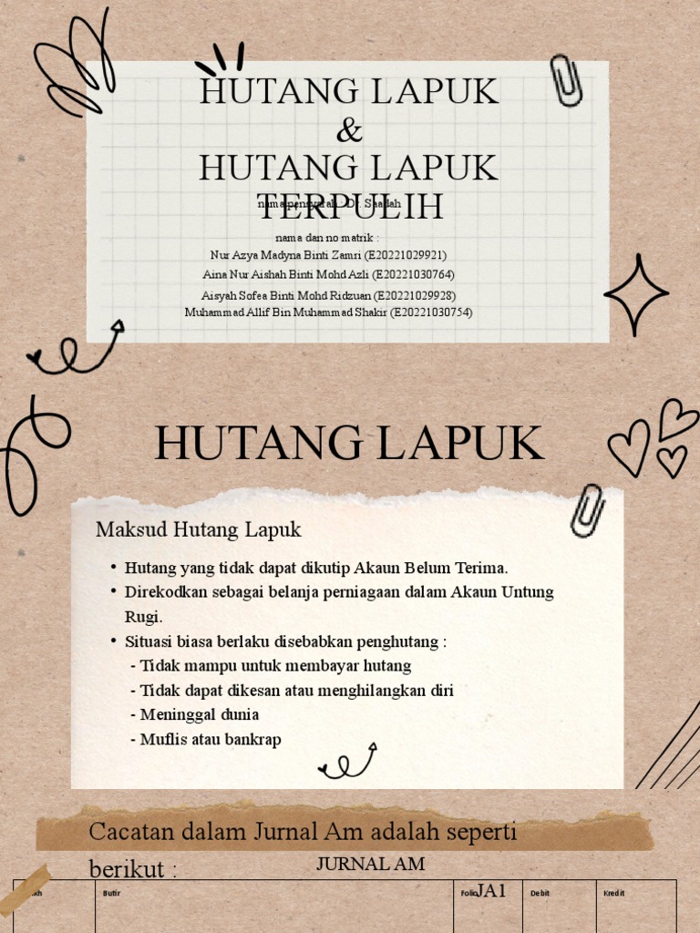 HUTANG LAPUK DAN HUTANG LAPUK TERPULIH PRESENTATION KUM.3 | PDF