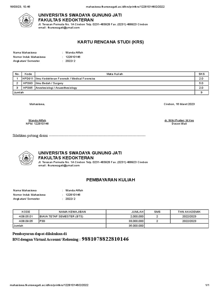 Universitas Swadaya Gunung Jati Fakultas Kedokteran | PDF