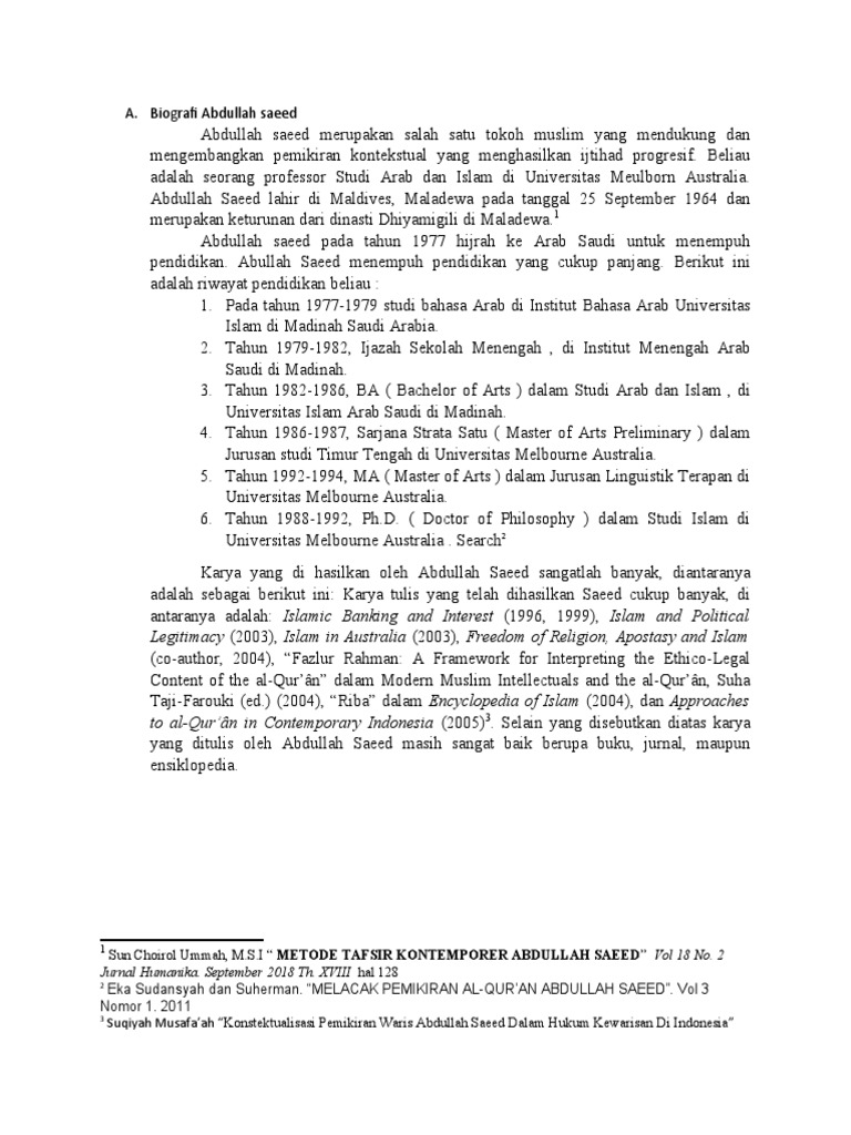 Biografi Abdullah Saeed | PDF