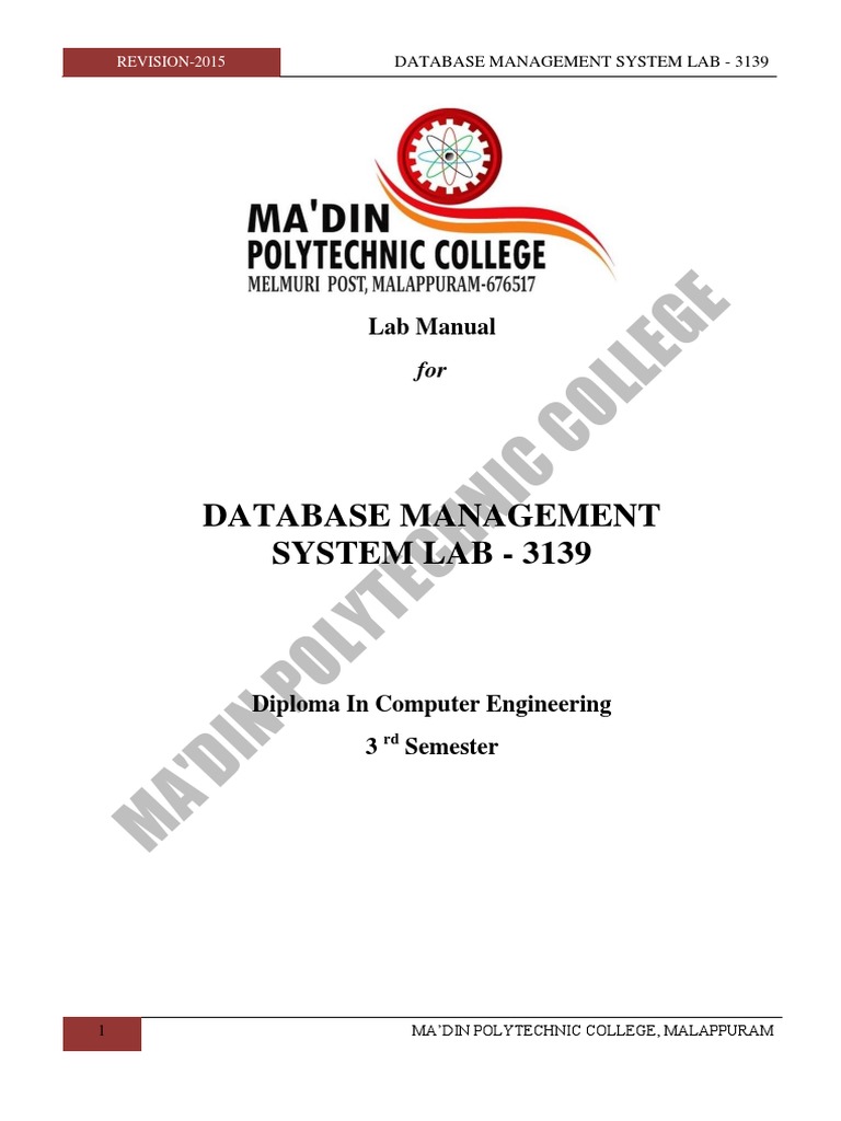 3139 DATABASE MANAGEMENT SYSTEM LAB- | PDF | Table (Database) | Information Technology