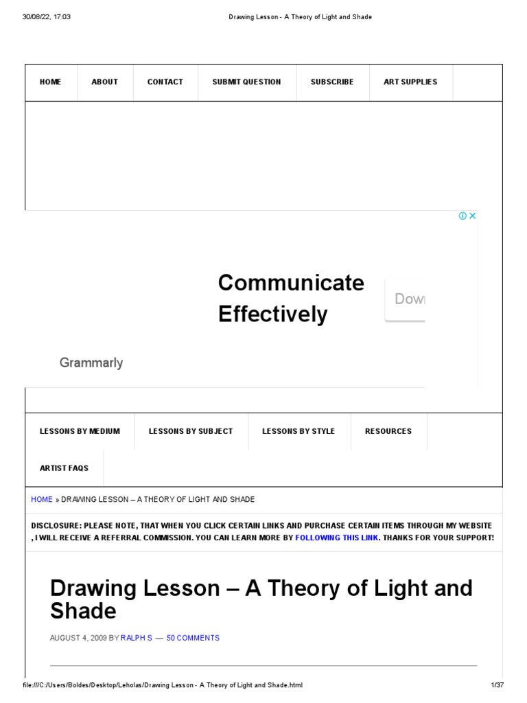 Drawing Lesson - A Theory of Light and Shade | PDF | Shadow