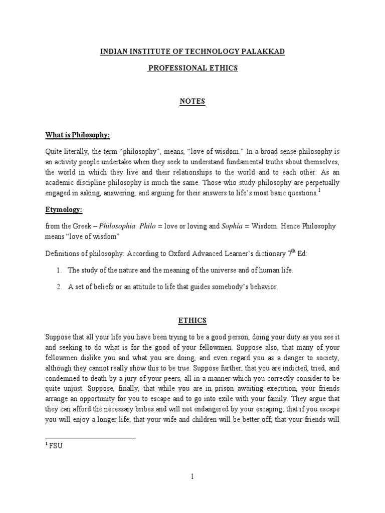 Indian Institute of Technology Palakkad Professional Ethics | PDF | Utilitarianism | Nihilism