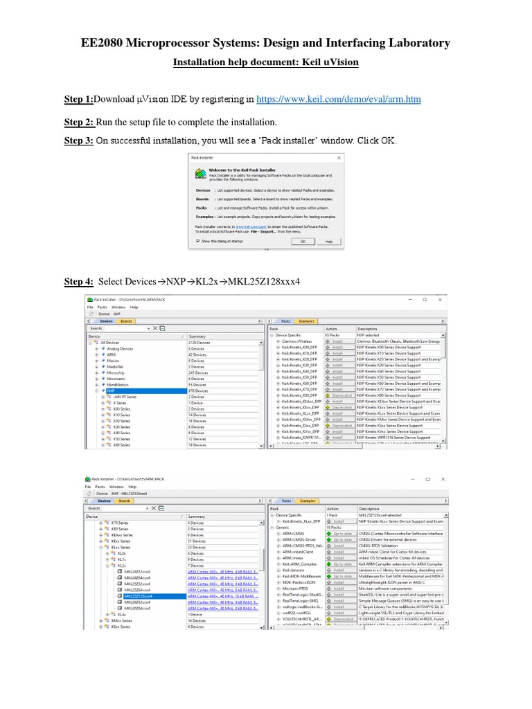 Keil uVision Setup for EE2080 Lab | PDF