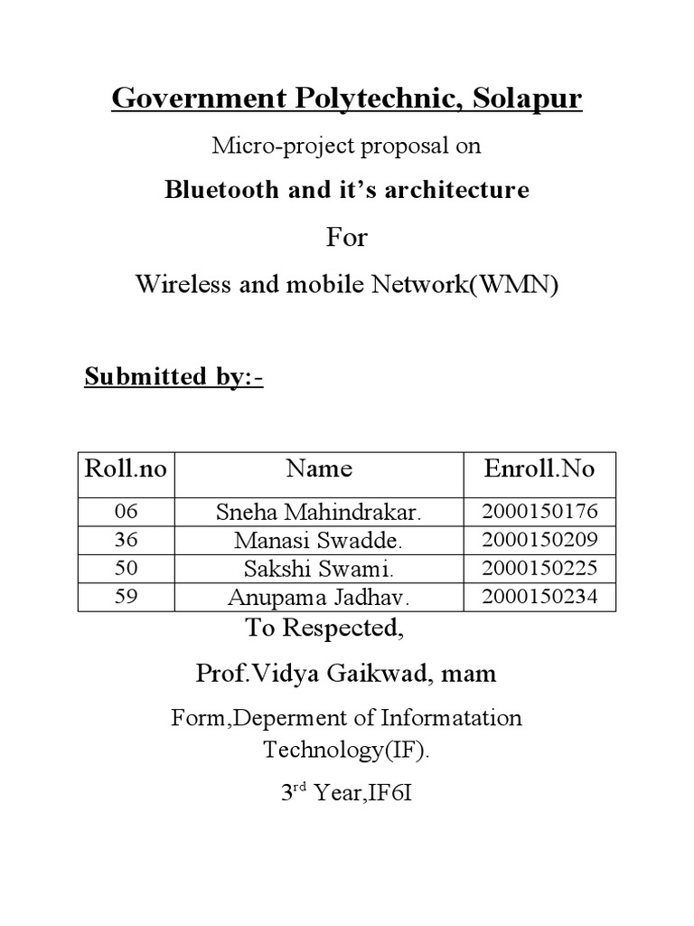 WMN Project | PDF | Bluetooth | Osi Model