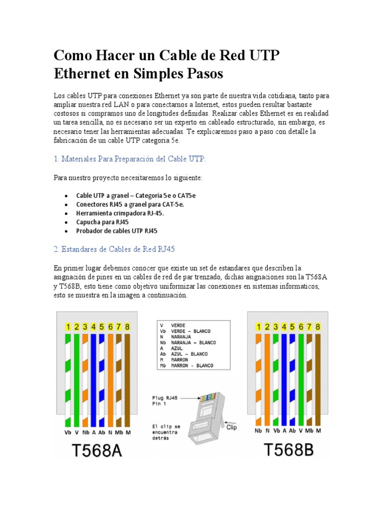 Como Hacer Un Cable de Red UTP Ethernet en Simples Pasos | PDF | Electrónica | Bienes manufacturados