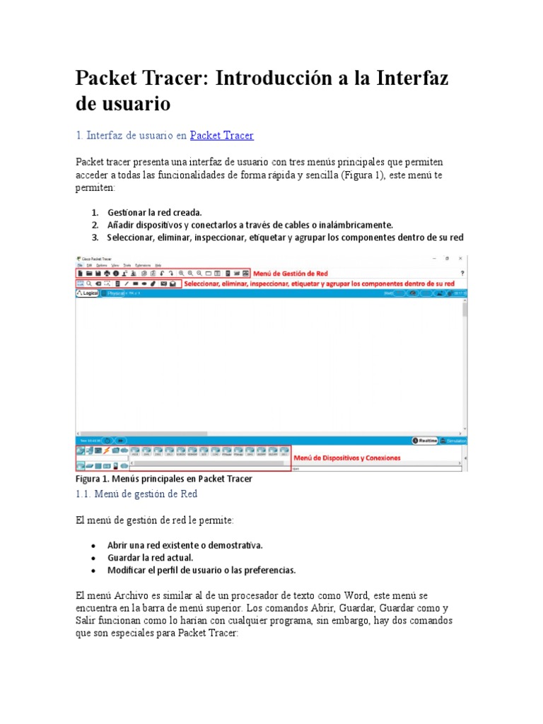 Interfaz de Usuario en Packet Tracer | PDF | Interfaz de usuario ...