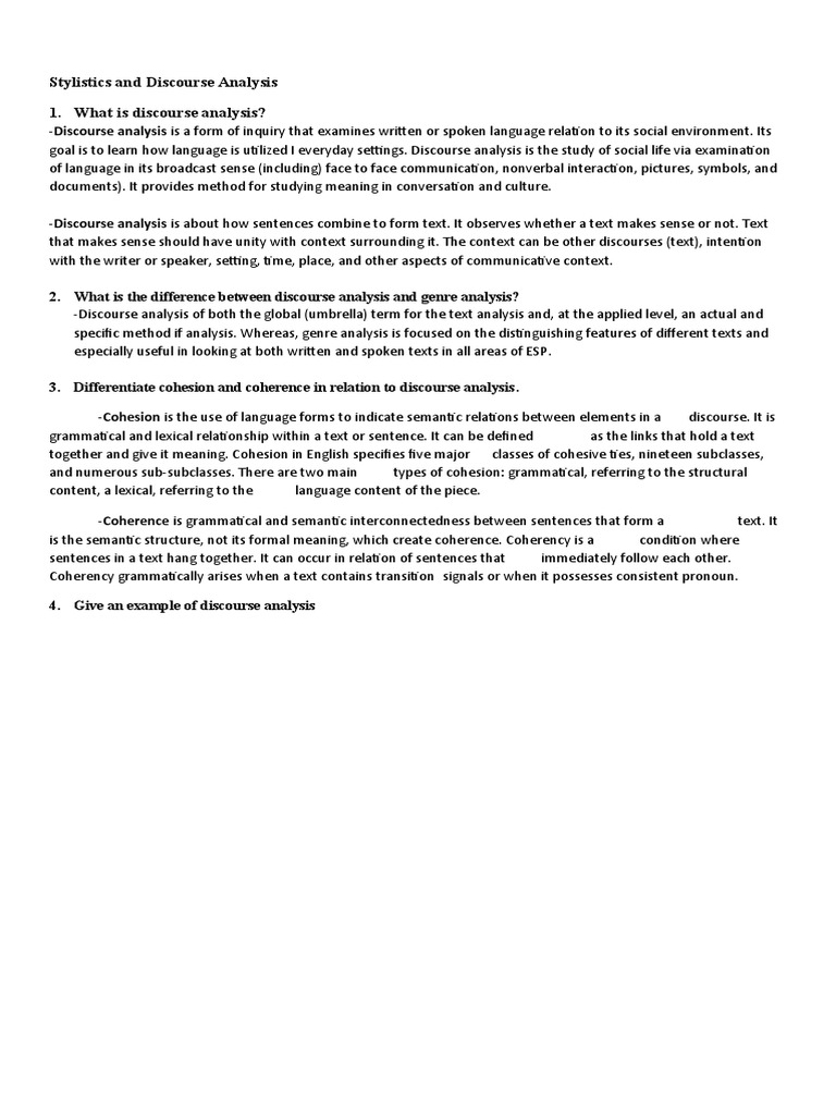 Stylistics and Discourse Analysis | PDF