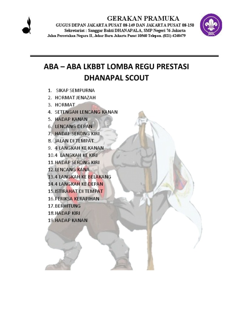 Aba - Aba LKBBT Lomba Regu Prestasi Dhanapal Scout: Gerakan Pramuka | PDF