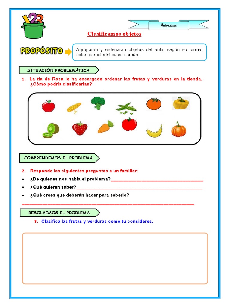 FICHA MAT CLASIFICAMOS OBJETOS | PDF