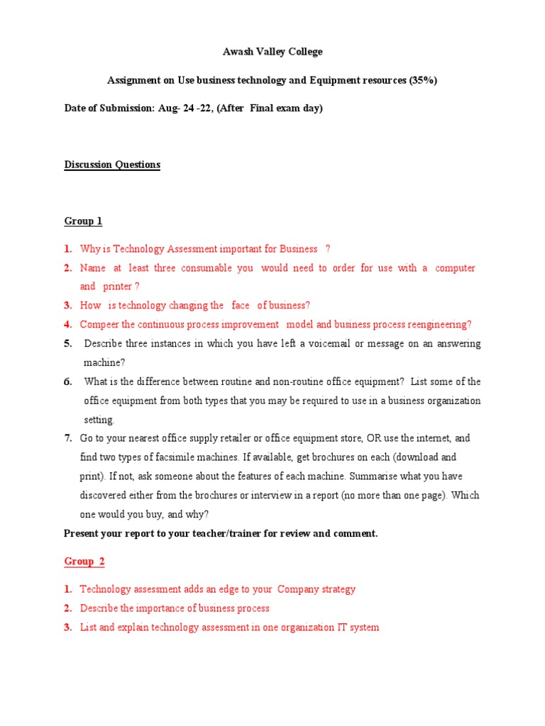 Group Assignment Using Business Equipment | PDF | Photocopier | Printer ...