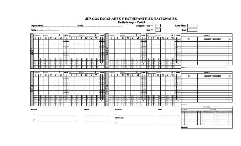 Planilla De Juego Voleibol Pdf