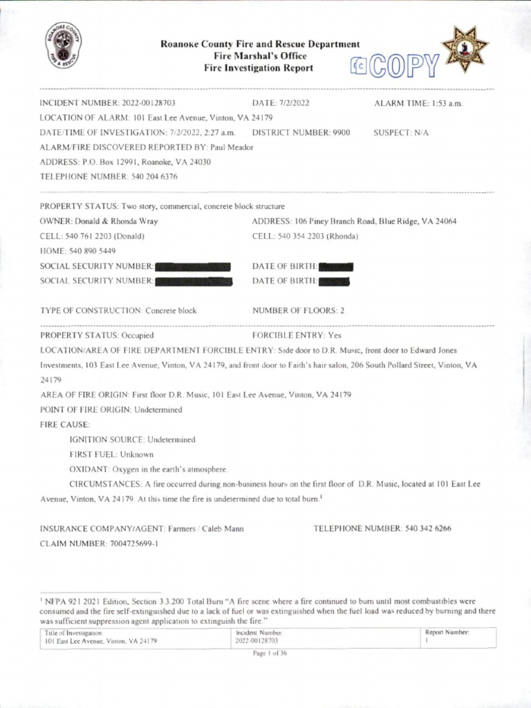 Fire Investigation Report - REDACTED | PDF