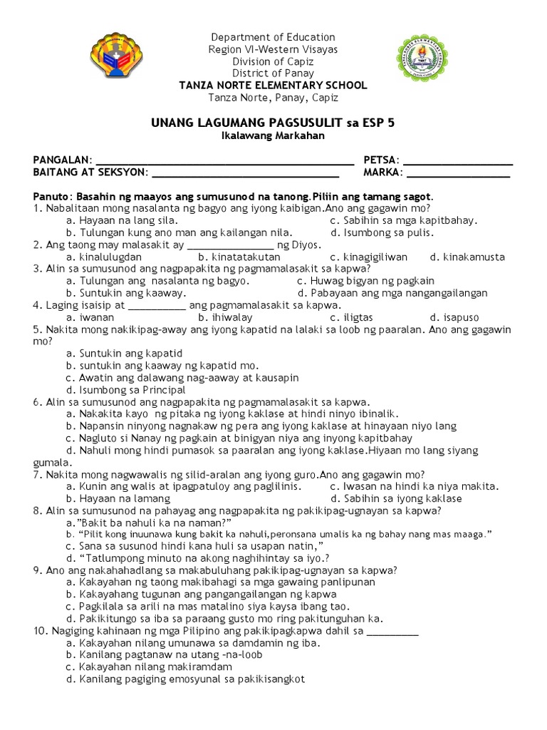 Summative Test In Esp 5 Q2 Pdf