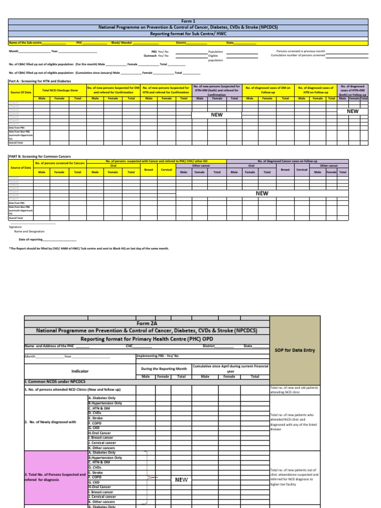 Form 1 National Programme On Prevention & Control of Cancer, Diabetes ...
