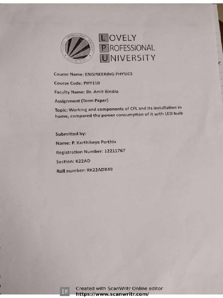 PHY110 Assignment | PDF