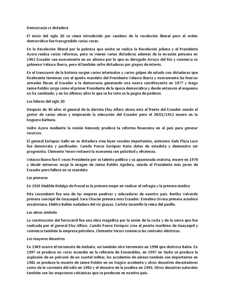 Historia Del Ecuador Pdf Ecuador Democracia