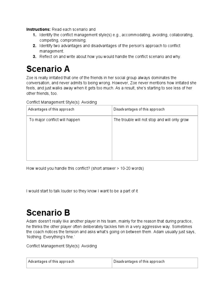 Instructions - Read Each Scenario and | PDF