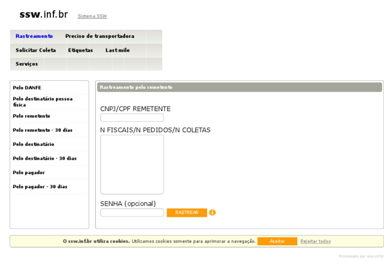 Rastreamento Pelo Remetente - SSW Sistemas | PDF